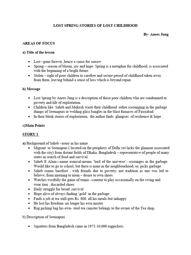 LOST SPRING-Chap2 - Notes & Questions | PDF