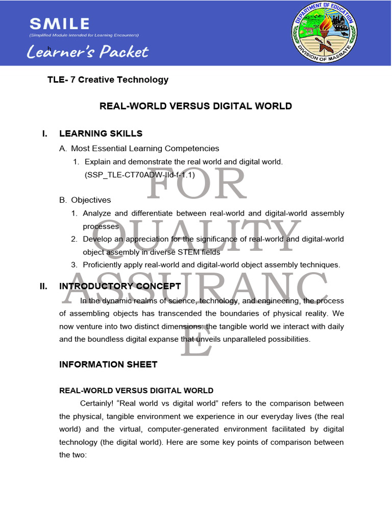Creative Technology Q3 Lesson 1 Week 6 - CORLET | PDF | Virtual Reality ...