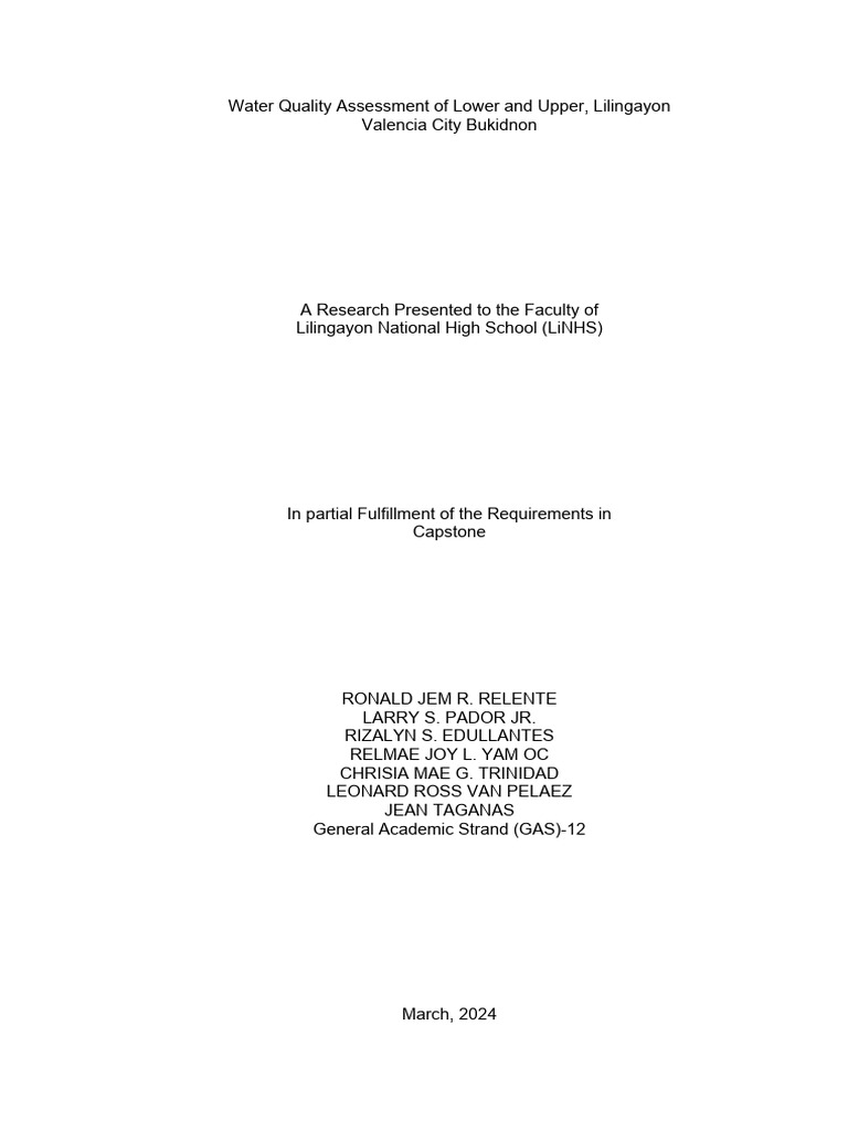 capstone-LRR | PDF | Drinking Water | Water Quality