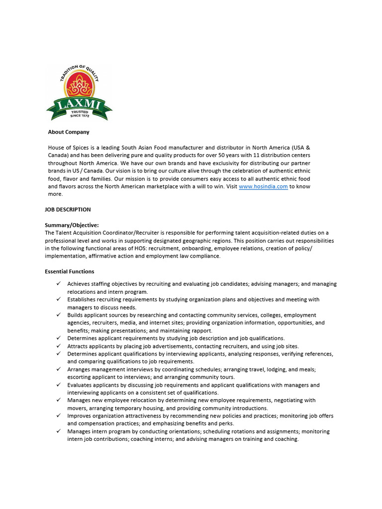 JD - Talent Acquisition | Download Free PDF | Employment | Recruitment