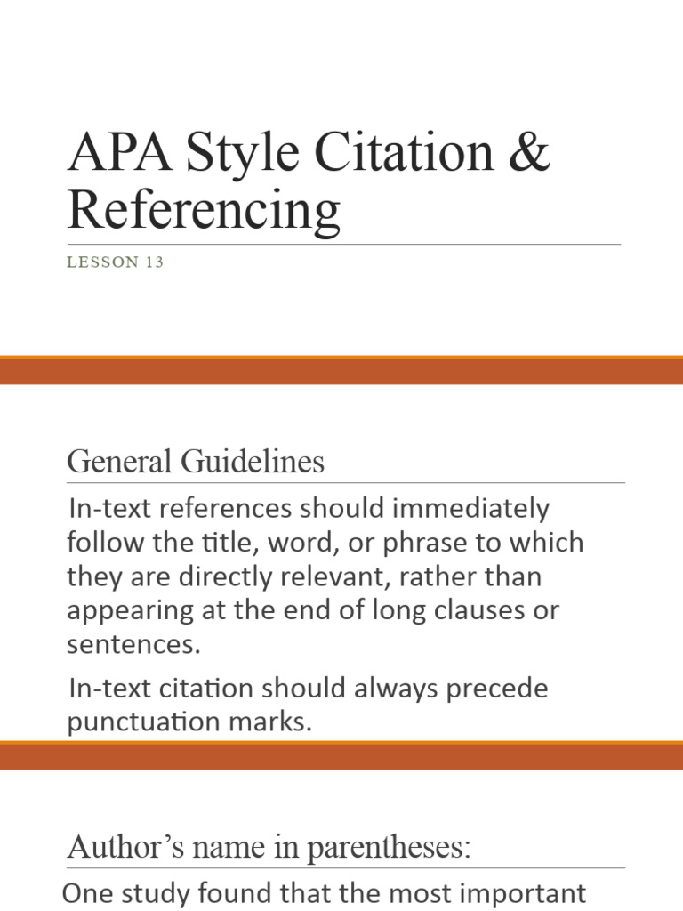 Lesson 13 APA Style Citation Referencing | Download Free PDF | Citation ...