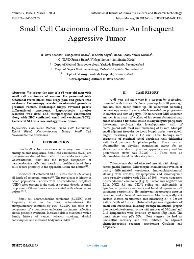 Small Cell Carcinoma of Rectum - An Infrequent Aggressive Tumor | PDF | Colorectal Cancer ...