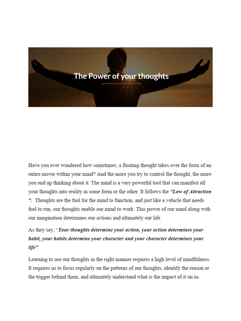 The Power of Your Thoughts | PDF | Thought | Mind