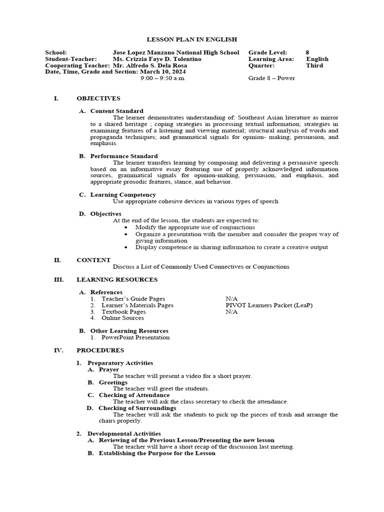 3rd Quarter Week 6 - Day 4 | PDF | Teachers | Learning