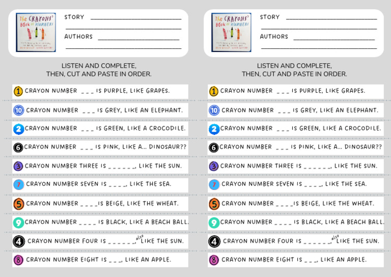 Crayon Numbers Activity for Kids | PDF