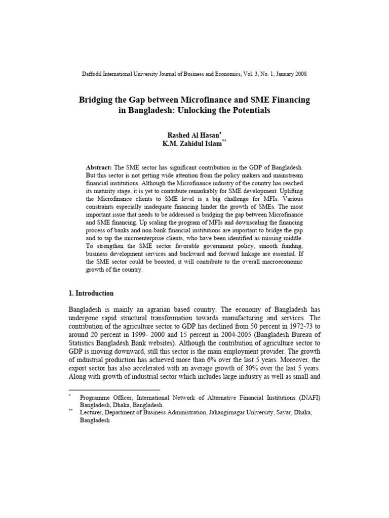 Bridging The Gap Between Microfinance | PDF | Microfinance | Small And Medium Sized Enterprises