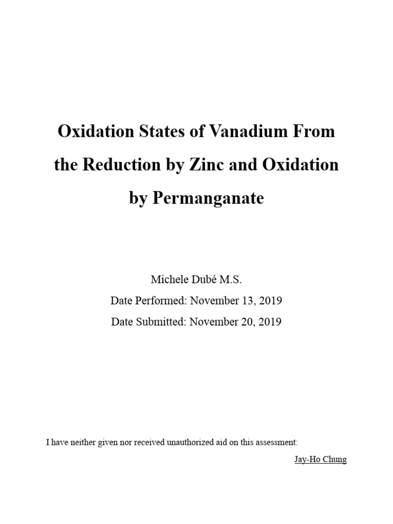 Vanadium Lab Report Mk. II | PDF | Titration | Chemistry