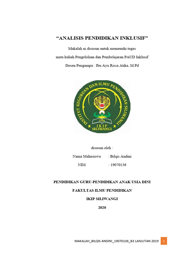 Analisis Pendidikan Inklusif Bu Ayu | PDF