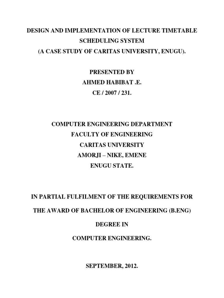 Design and Implementation of Lecture Timetable Scheduling System | PDF