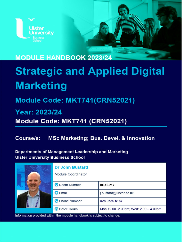 UUBS Module Handbook MKT741 Template 23-24 V.2.0 Final | PDF ...