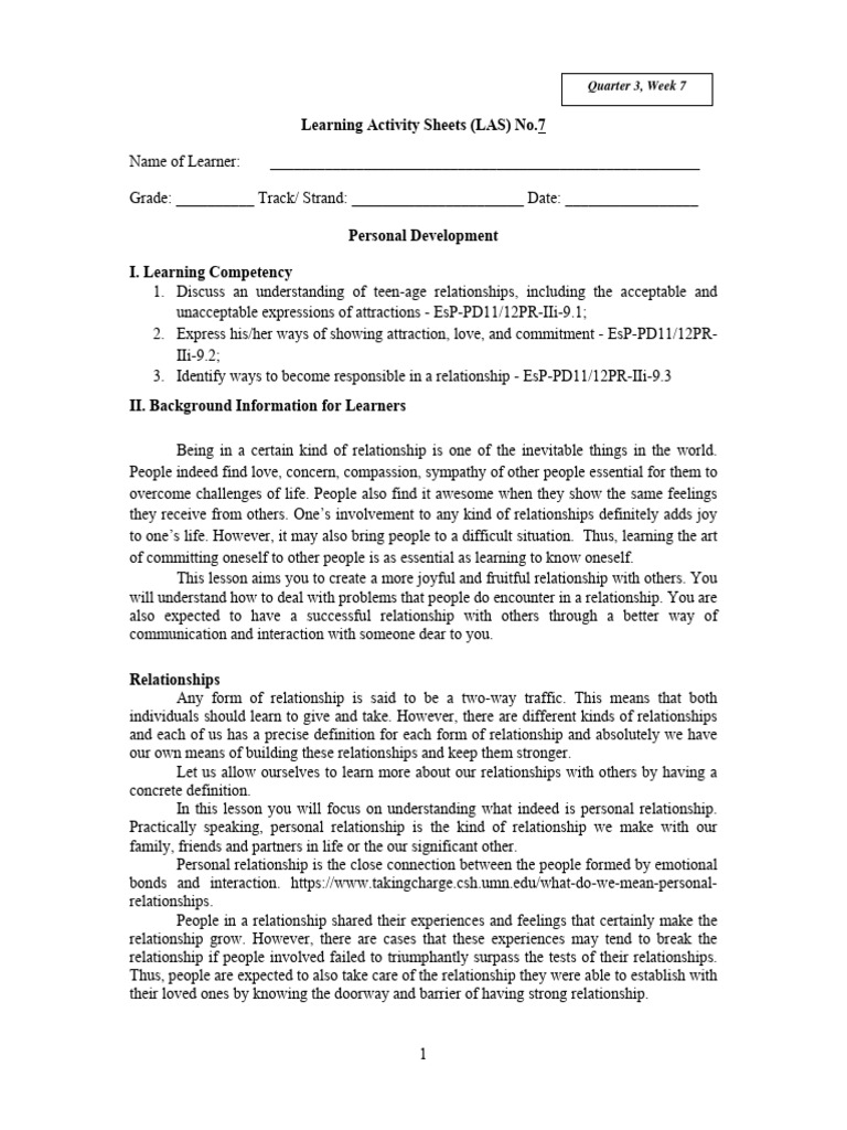 Perdev Q3 Las 7 | PDF | Family | Sexual Harassment