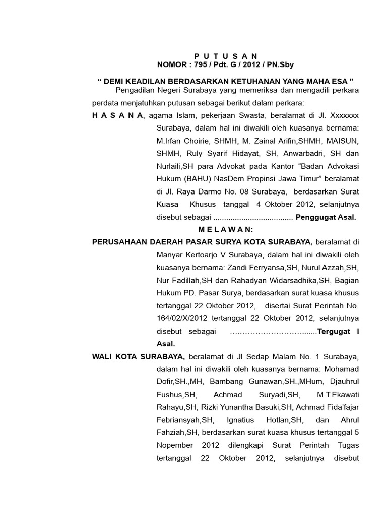 Putusan Intervensi - PN Surabaya | PDF