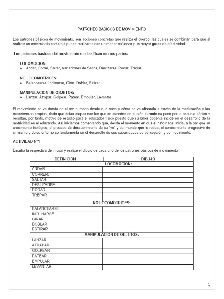 Patrones Básicos de Movimiento en Educación Física | PDF