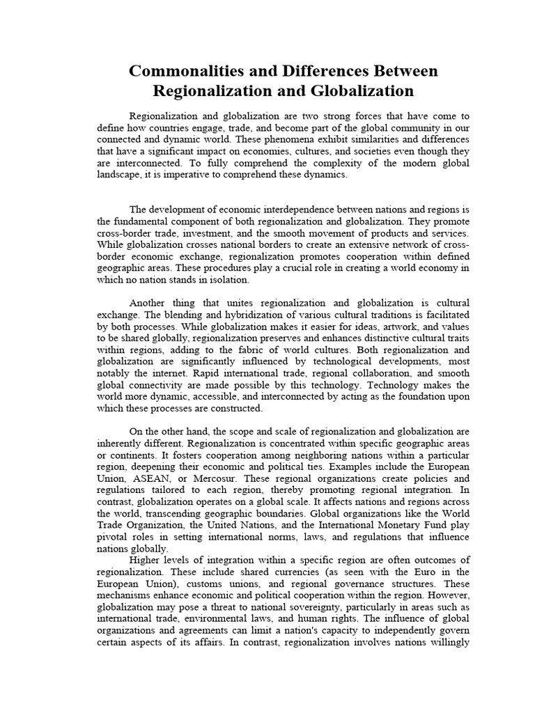 Contemp, Nov 1 Regionalization and Globalization | PDF | Globalization | Governance