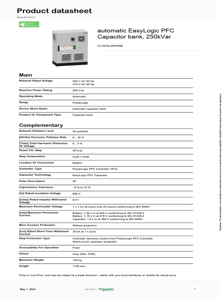 Schneider Electric - PowerLogic-PFC-Capacitor-Banks | PDF | Capacitor | Transformer