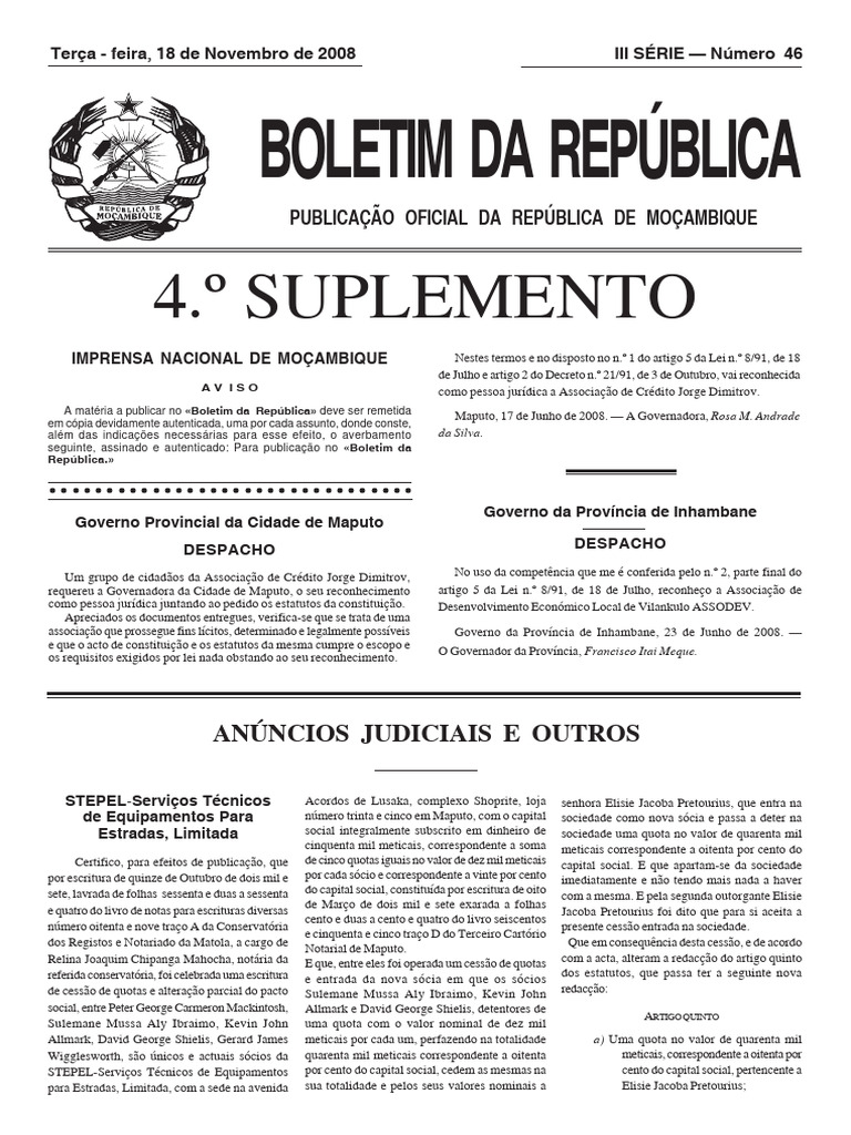 Boletim da República de Moçambique | PDF | Conselho de Segurança das ...