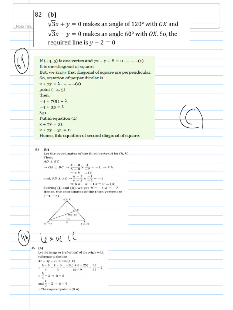 11 Straight Line HOTS Answer | PDF