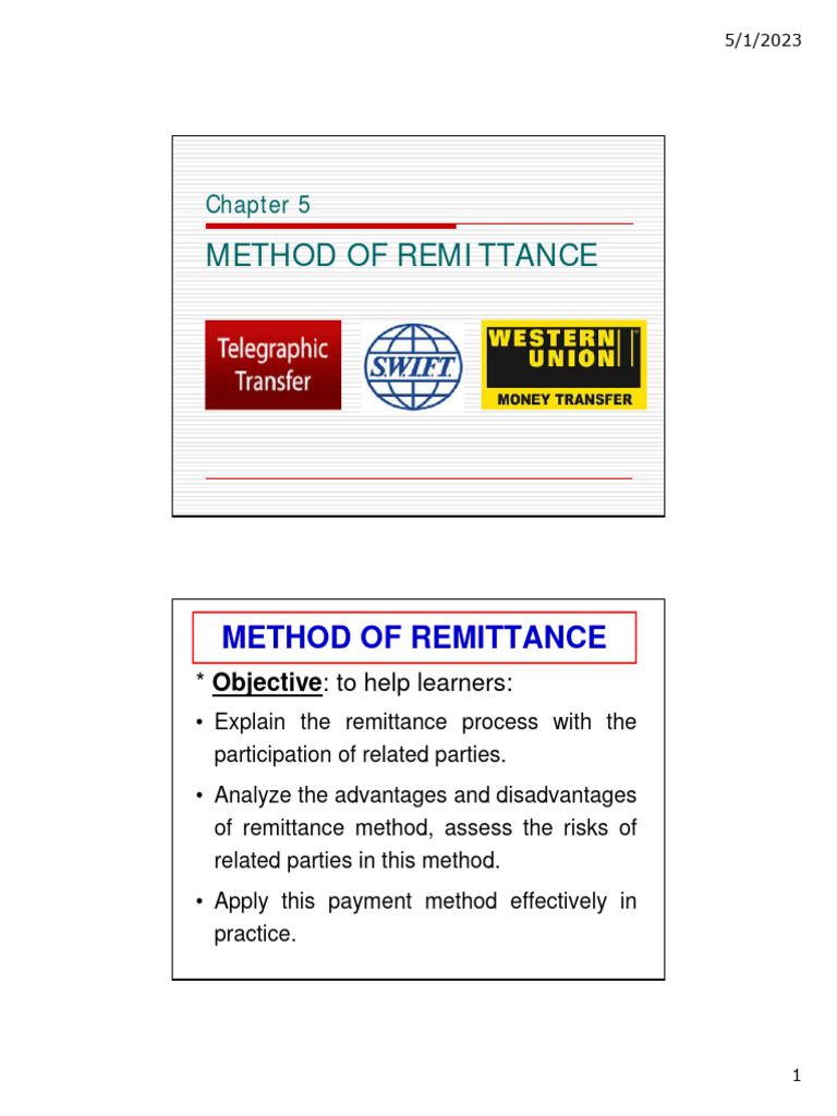 Chapter 5 - Method of Remittance | PDF | Payments | Letter Of Credit