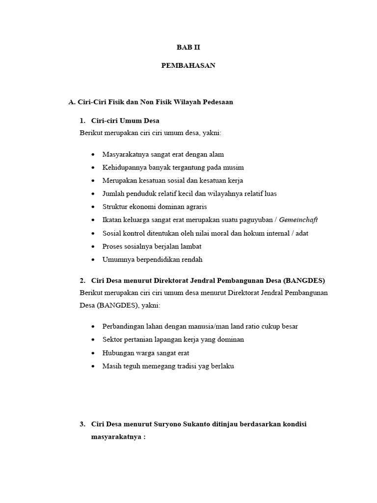 Ciri Fisik dan Non Fisik Desa | PDF