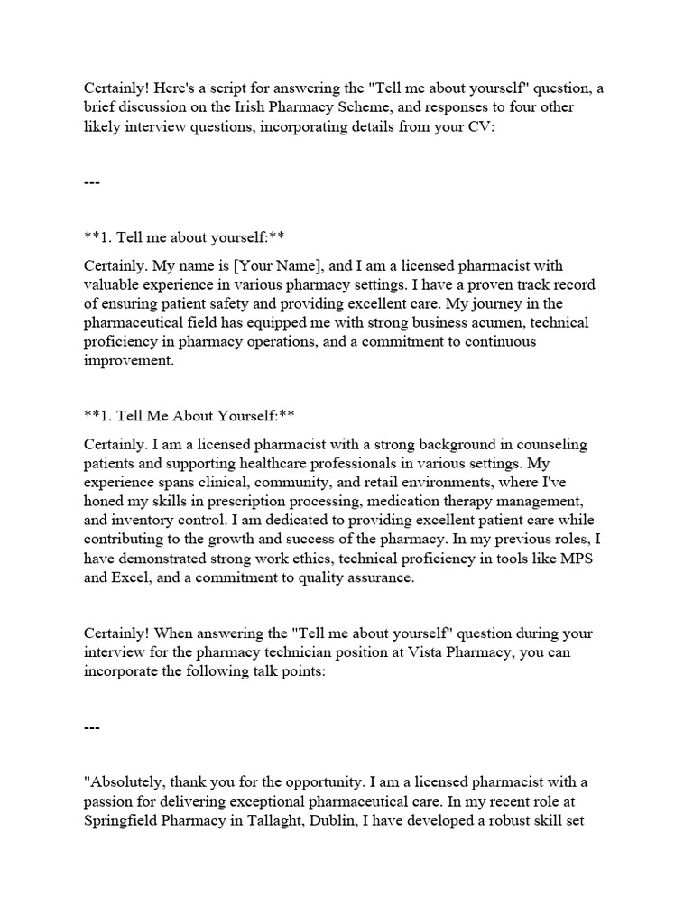 Pharmacy Tech Interview Preparation | PDF | Pharmacist | Medical ...