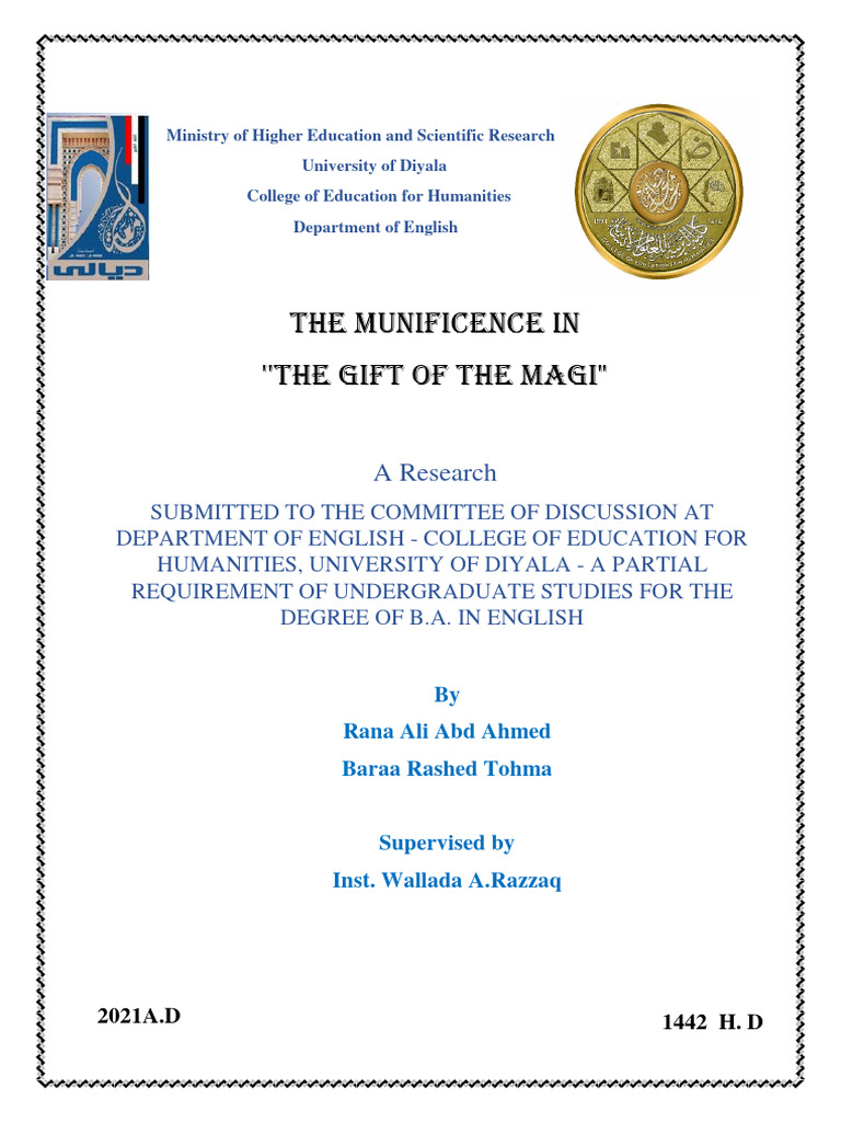 The Munificence in ''The Gift of The Magi": A Research | PDF