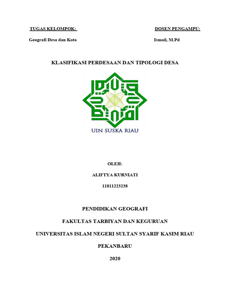 Klasifikasi Perdesaan Dan Tipologi Desa | PDF