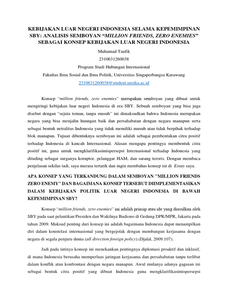 Kebijakan Luar Negeri Indonesia Selama Kepemimpinan Sby | PDF