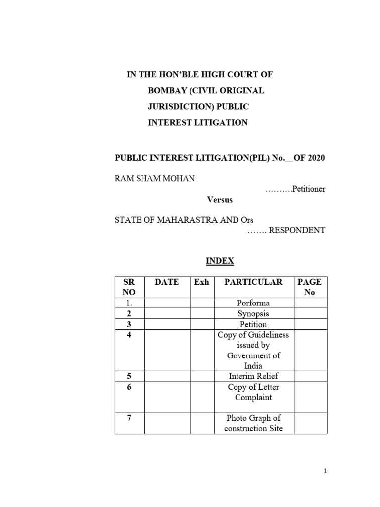 Pil Draft | PDF | Mandamus | Sustainability