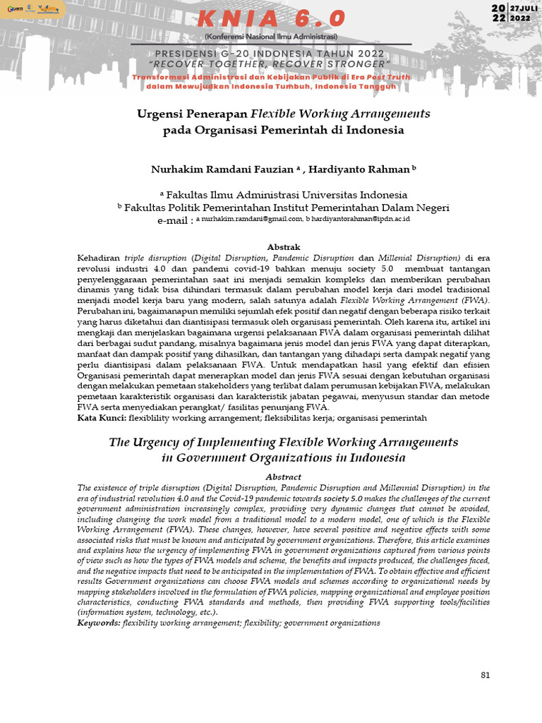 Jurnal - Urgensi FWA Pada Organisasi Pemerintah | PDF