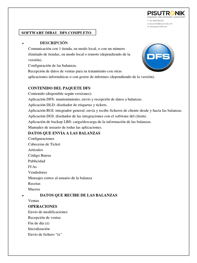 Descripción: Software Dibal Dfs Completo | PDF