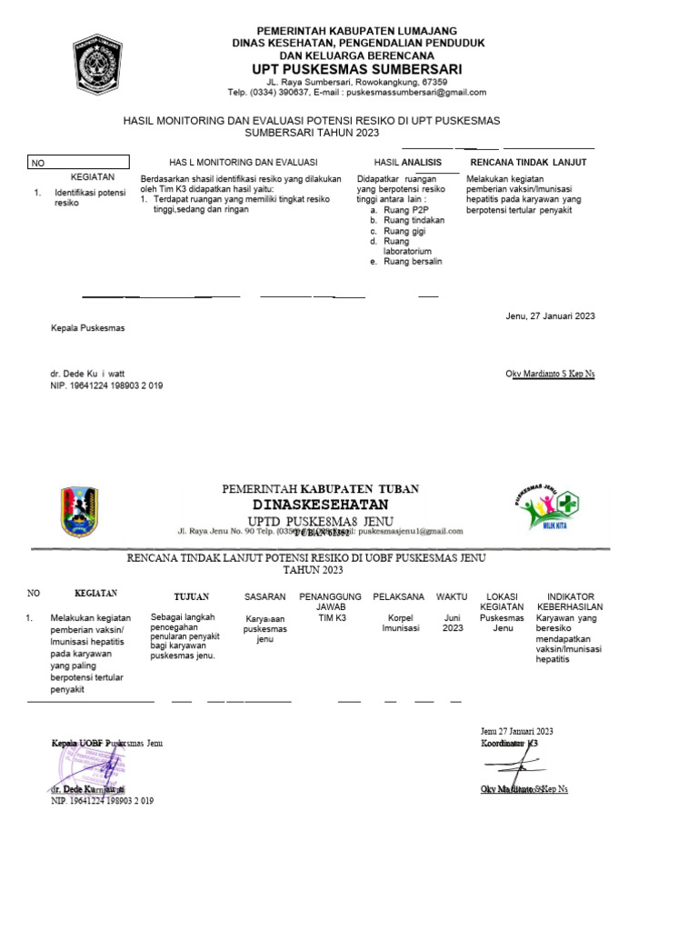 Bukti Evaluasi Program K3 Penilaian Dan Pengendalian Risiko | PDF
