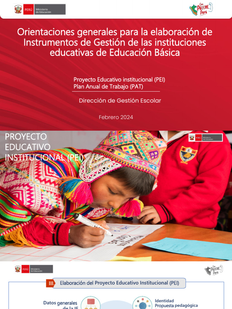 PEI y PAT: Orientaciones para su Elaboración | PDF | Educación primaria ...