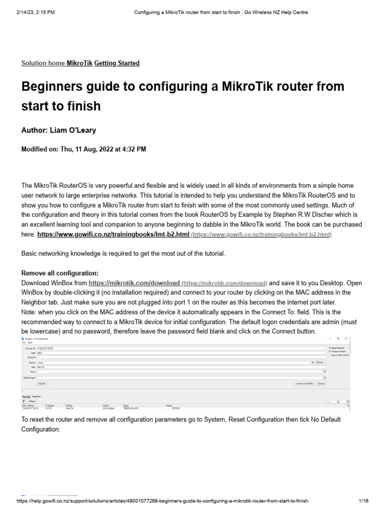 Configuring A MikroTik Router From Start To Finish | PDF | Ip Address | Router (Computing)