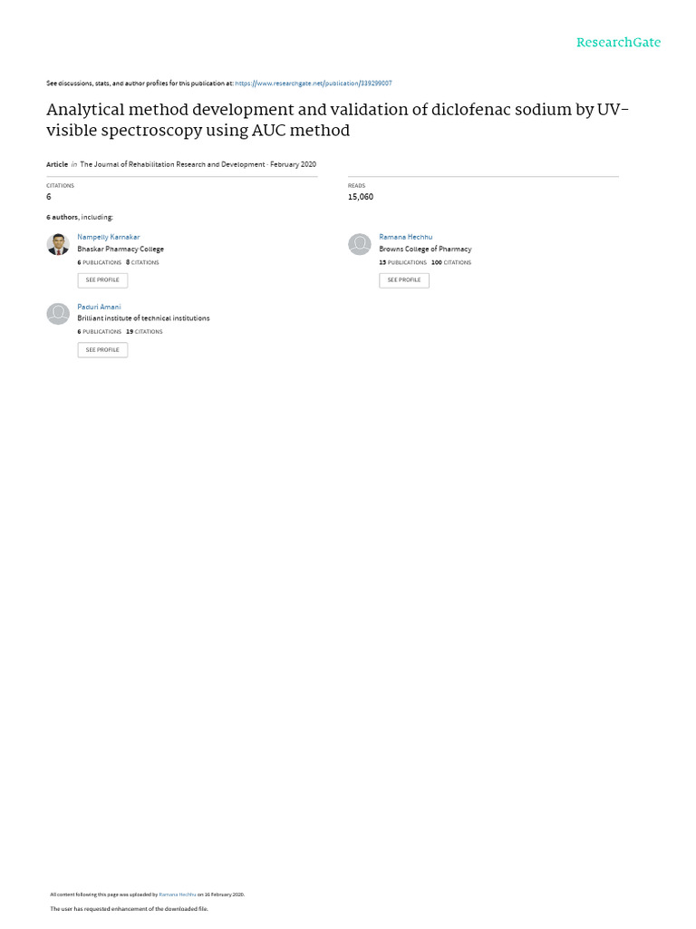 Analytical Method Development and Validation of Diclofenac Sodium by UV-visible Spectroscopy ...