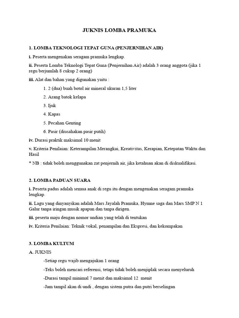 Juknis Lomba Pramuka | PDF