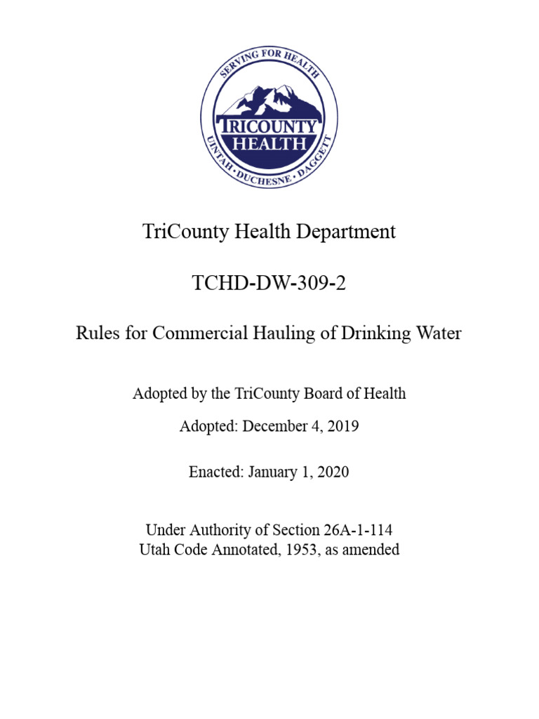 TCHD Rule For Commercial Hauling of Drinking Water TCHD DW 309 2 | PDF ...