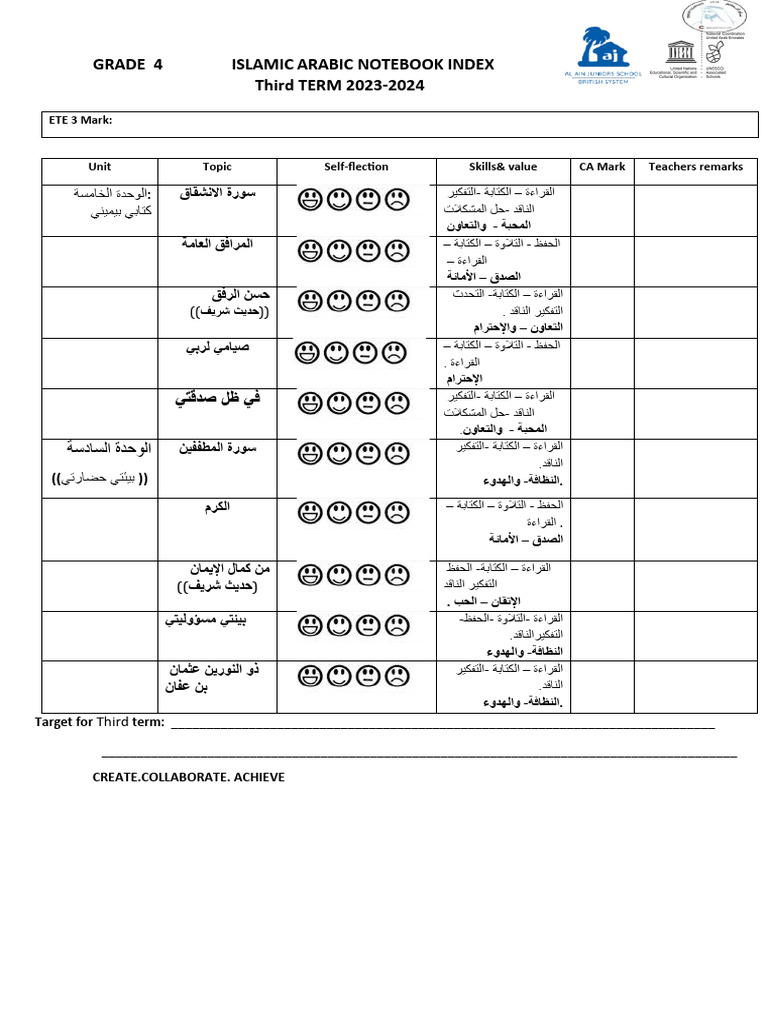 GR 4 - Islamic Arabic INDEX | PDF