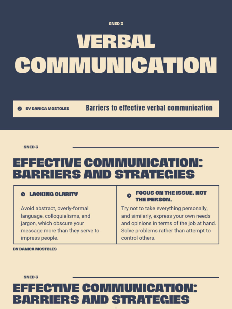 Barriers to Effective Verbal Communication | PDF | Communication ...