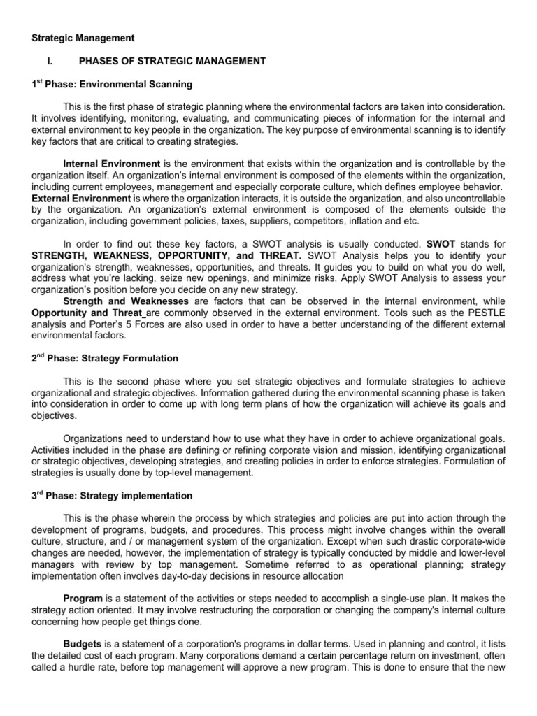Strategic Management | PDF | Strategic Management | Swot Analysis