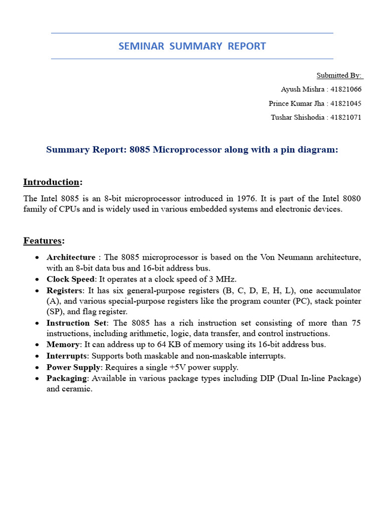Seminar Summary Report | PDF | Central Processing Unit | Computer ...