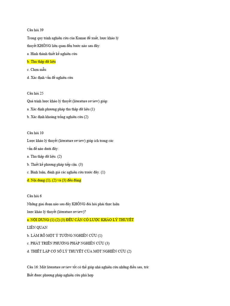 Phuong Phap Nghien Cuu Khoa Hoc - Cau Hoi 39 | PDF