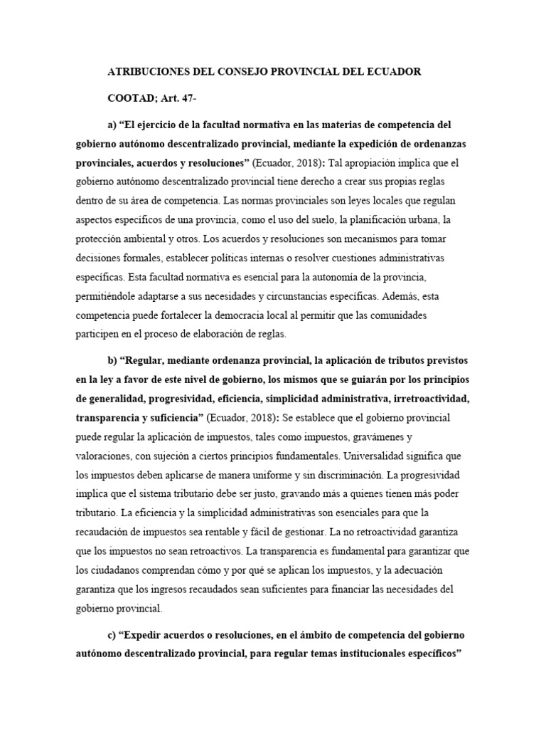 Atribuciones Del Consejo Provincial Del Ecuador | PDF | Presupuesto ...