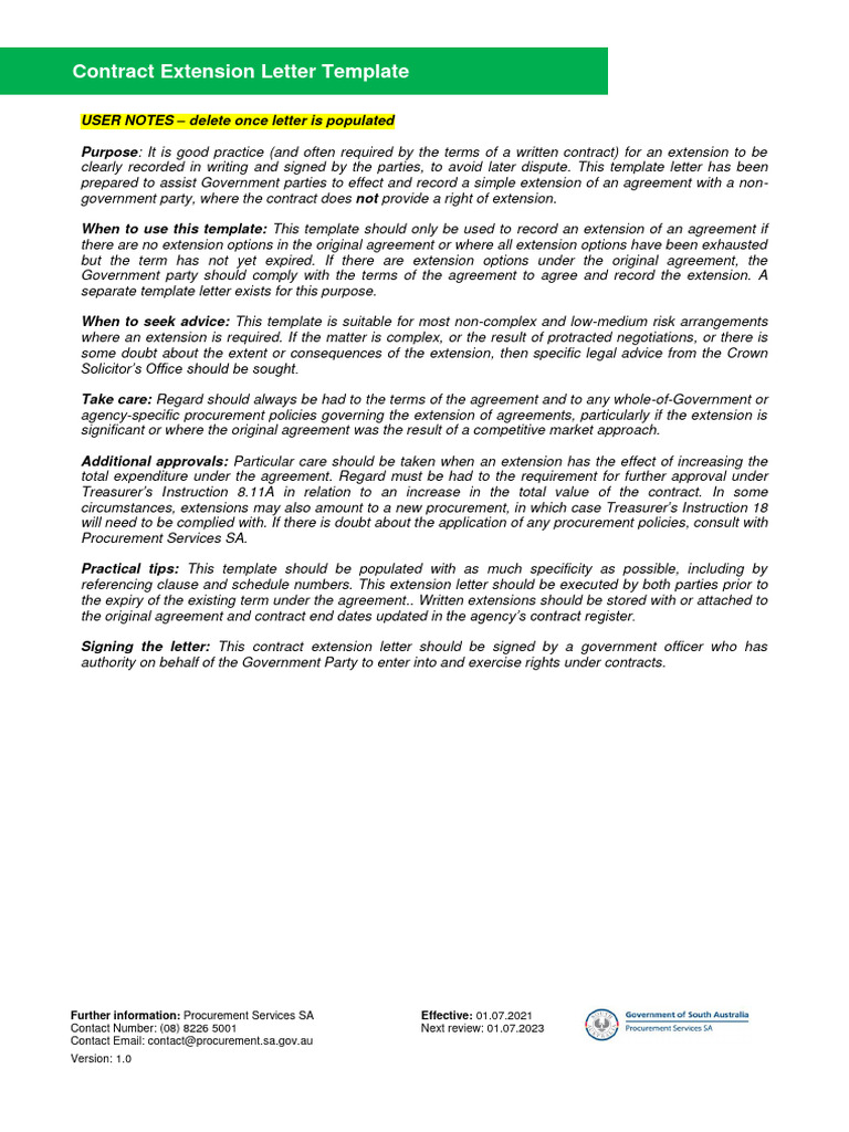 Contract Extension Letter | PDF | Business | Common Law