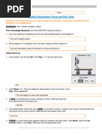 Student Exploration: Force and Fan Carts: Vocabulary: Force, Friction ...