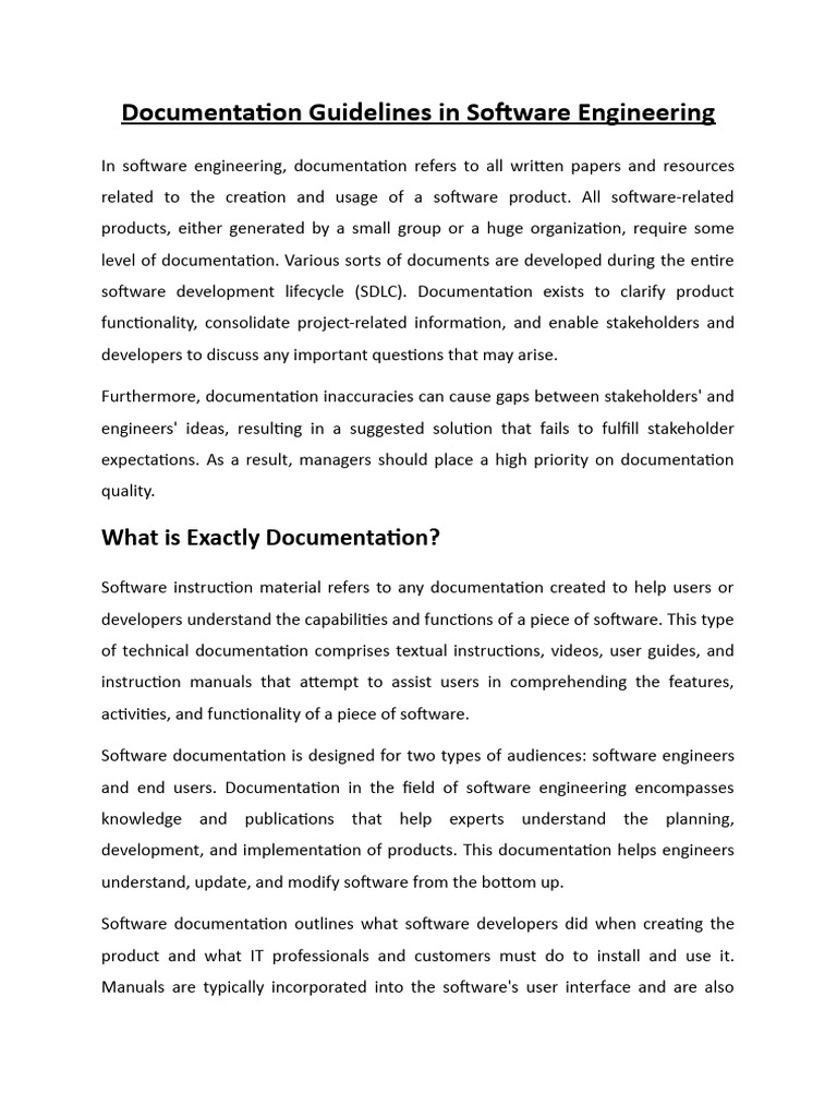 Documentation Guidelines in Software Engineering | PDF | Documentation ...