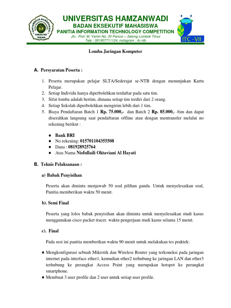 JUKNIS Lomba Jaringan Komputer-REVISI | PDF