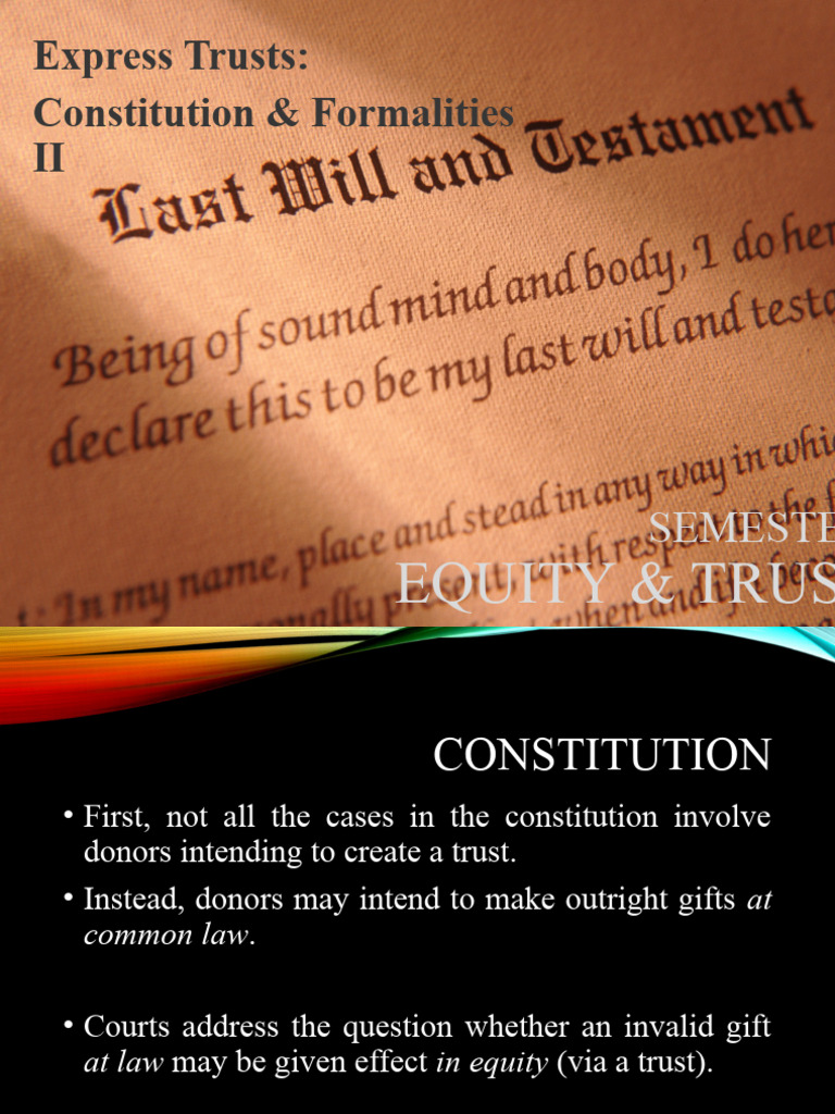 08 Constitution & Formalities II | PDF | English Trust Law | Covenant (Law)