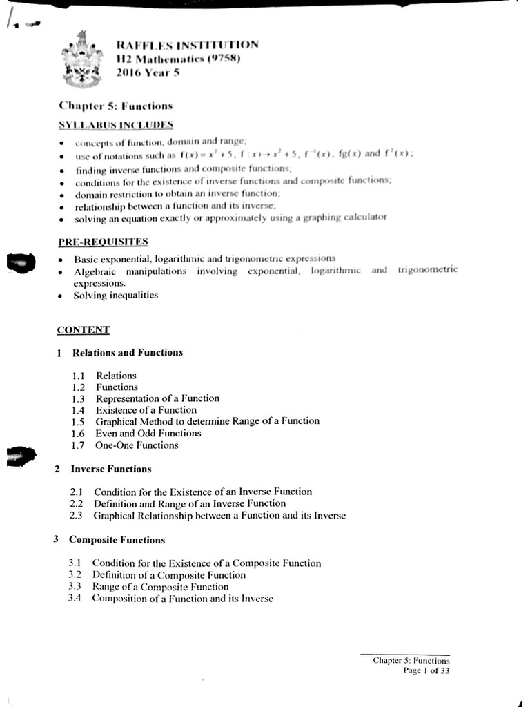 5 Functions Notes | PDF 5 Functions Notes | PDF