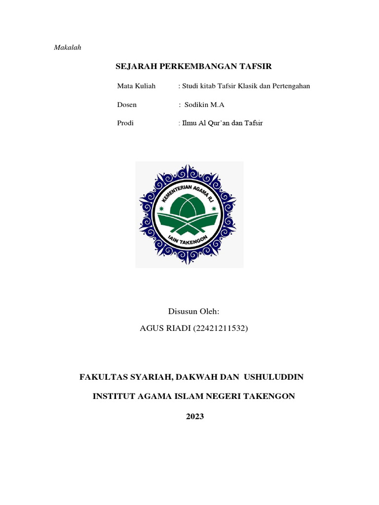 Makalah Sejarah Tafsir | PDF