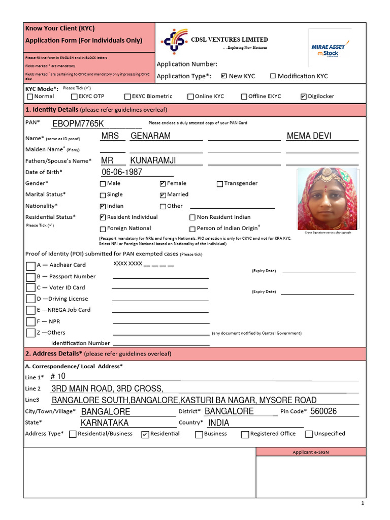 Kyc Form Ebopm7765k | PDF | Stocks | Identity Document